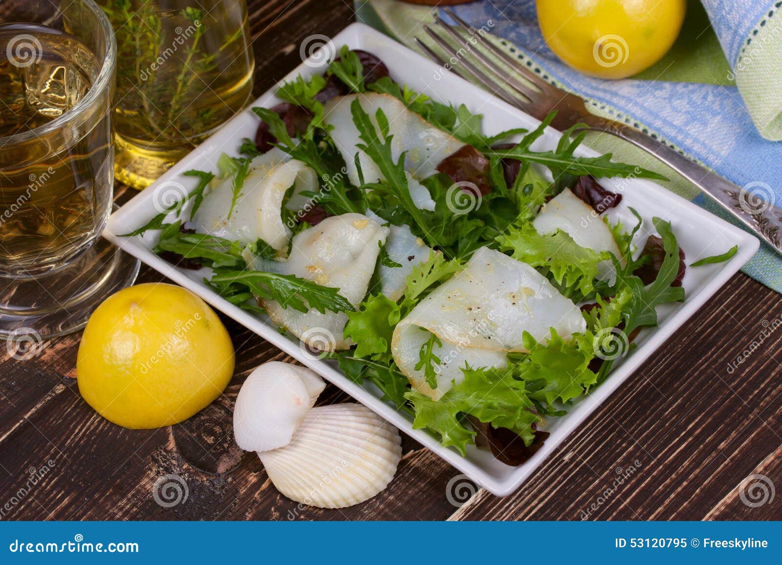 White Fish (toothfish) with Salad. Stock Image - Image of green ...