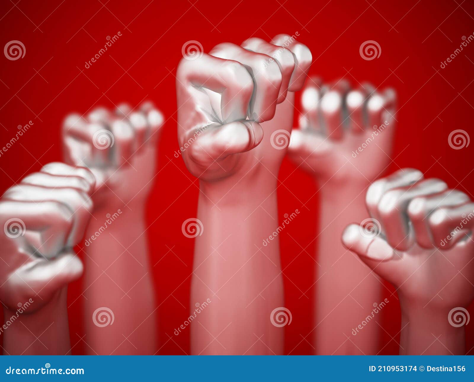 White Fists on Red Background. 3D Illustration Stock Illustration ...