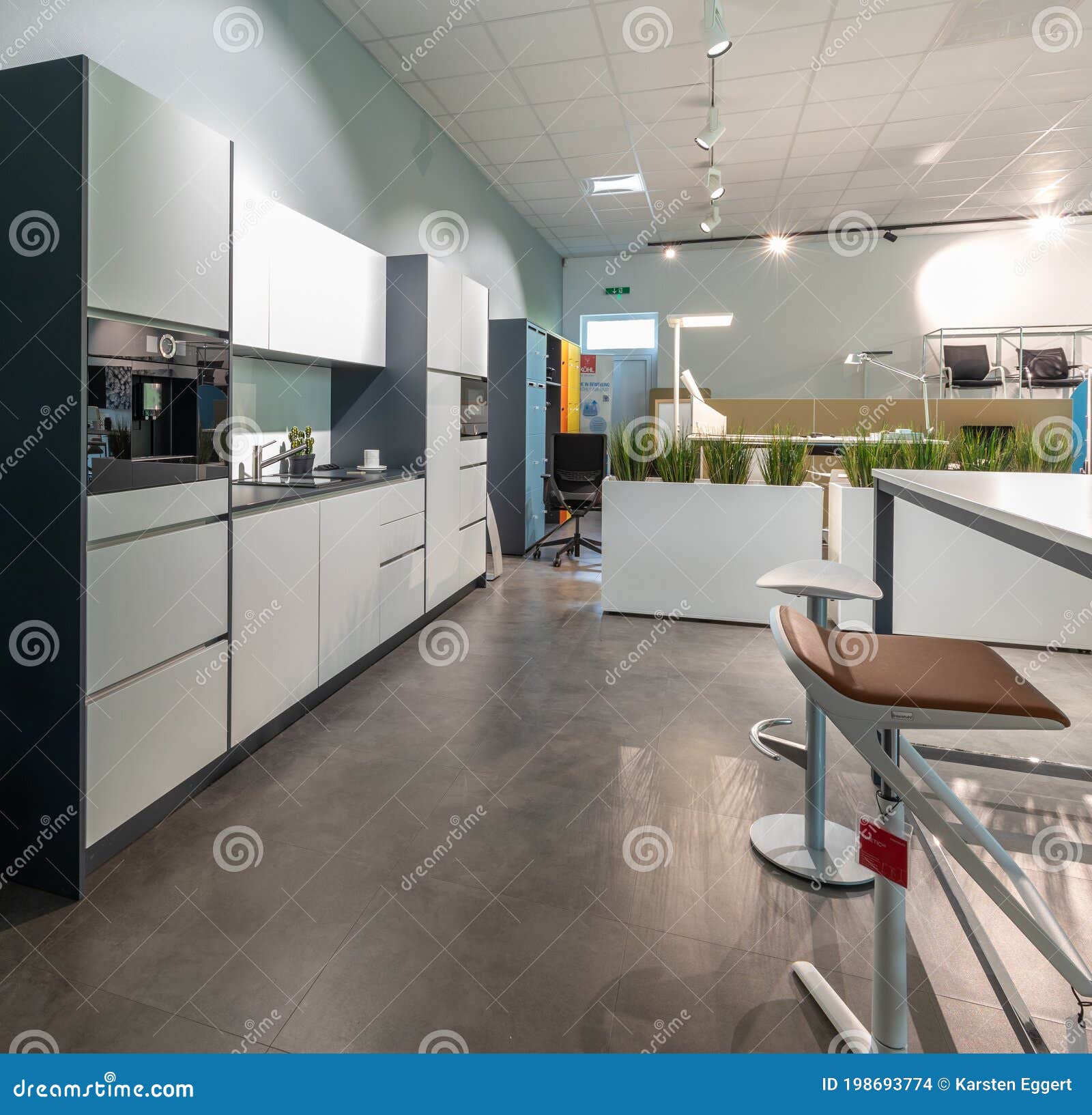 White Fitted Kitchenette in an Open-plan Office Stock Photo - Image of ...