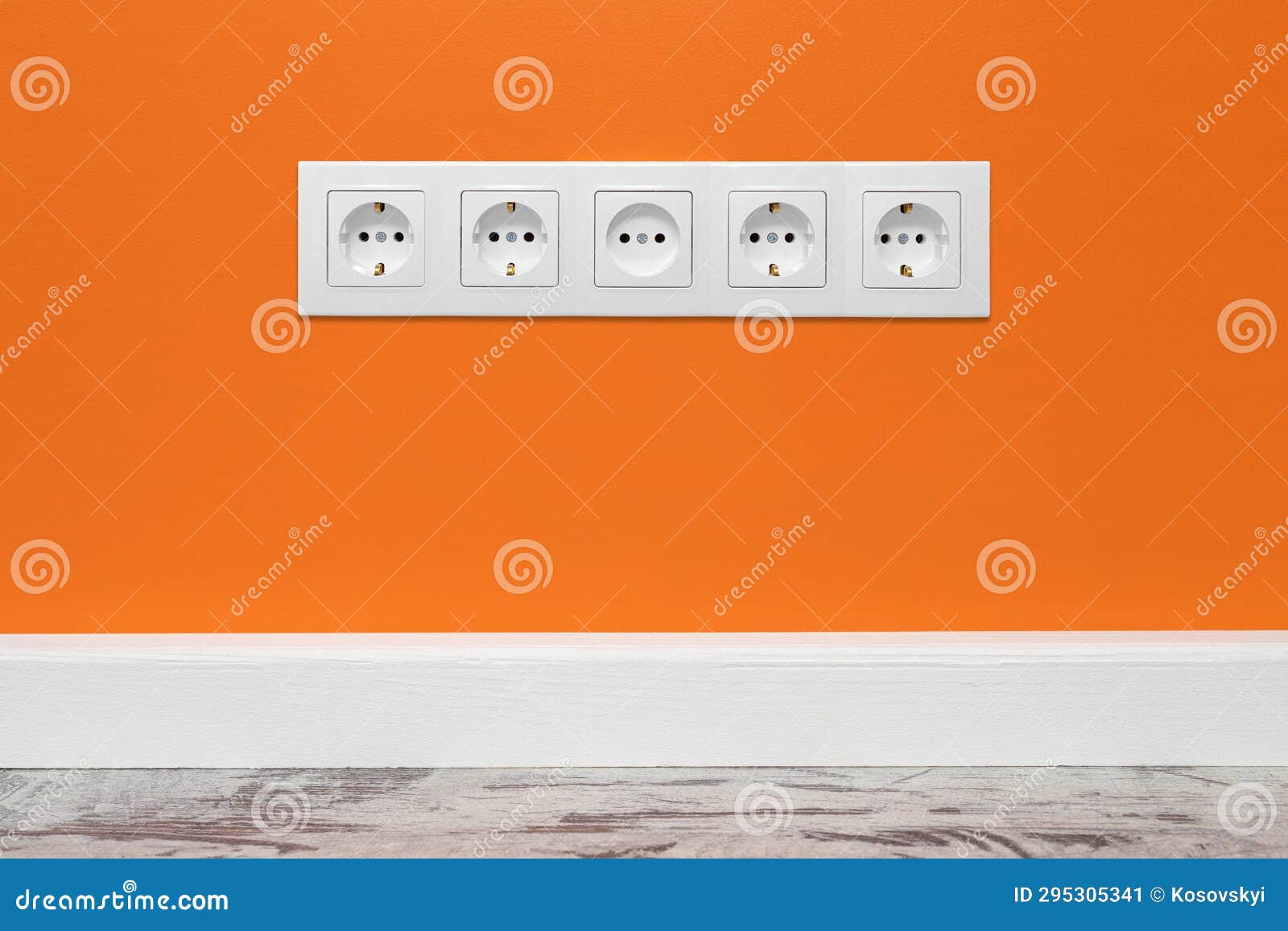 White Five-way Wall Power Socket on Orange Wall Stock Image - Image of ...