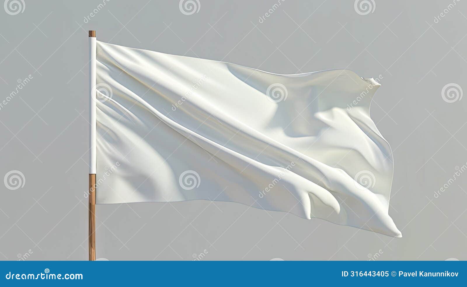 A White Flag Flaps in the Wind Atop a Wooden Pole Stock Image - Image ...