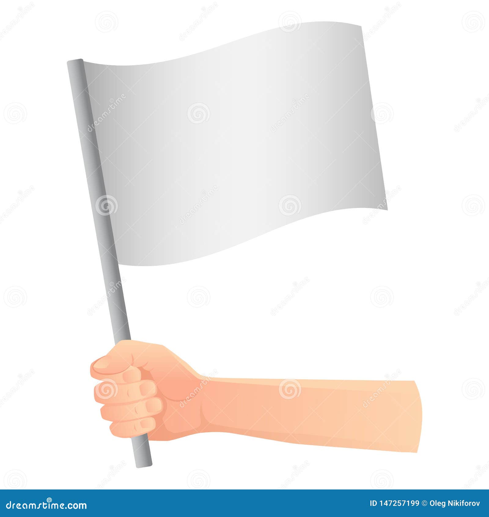 White flag in hand stock illustration. Illustration of isolated - 147257199