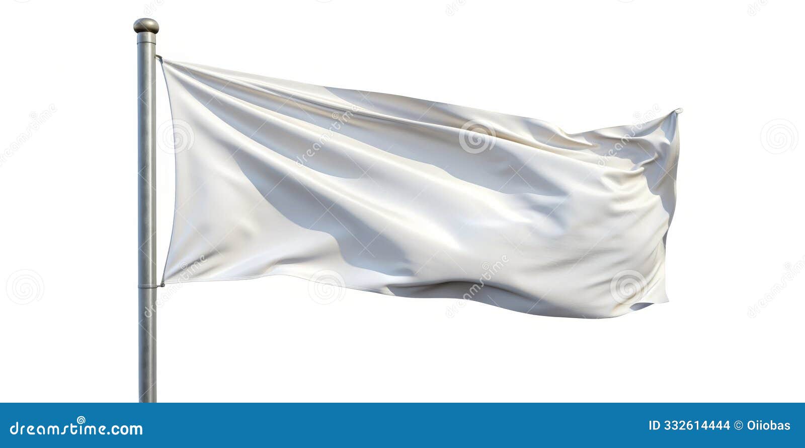 White Flag Waving on a Pole, 3D Render, Blank Canvas, Symbol of ...