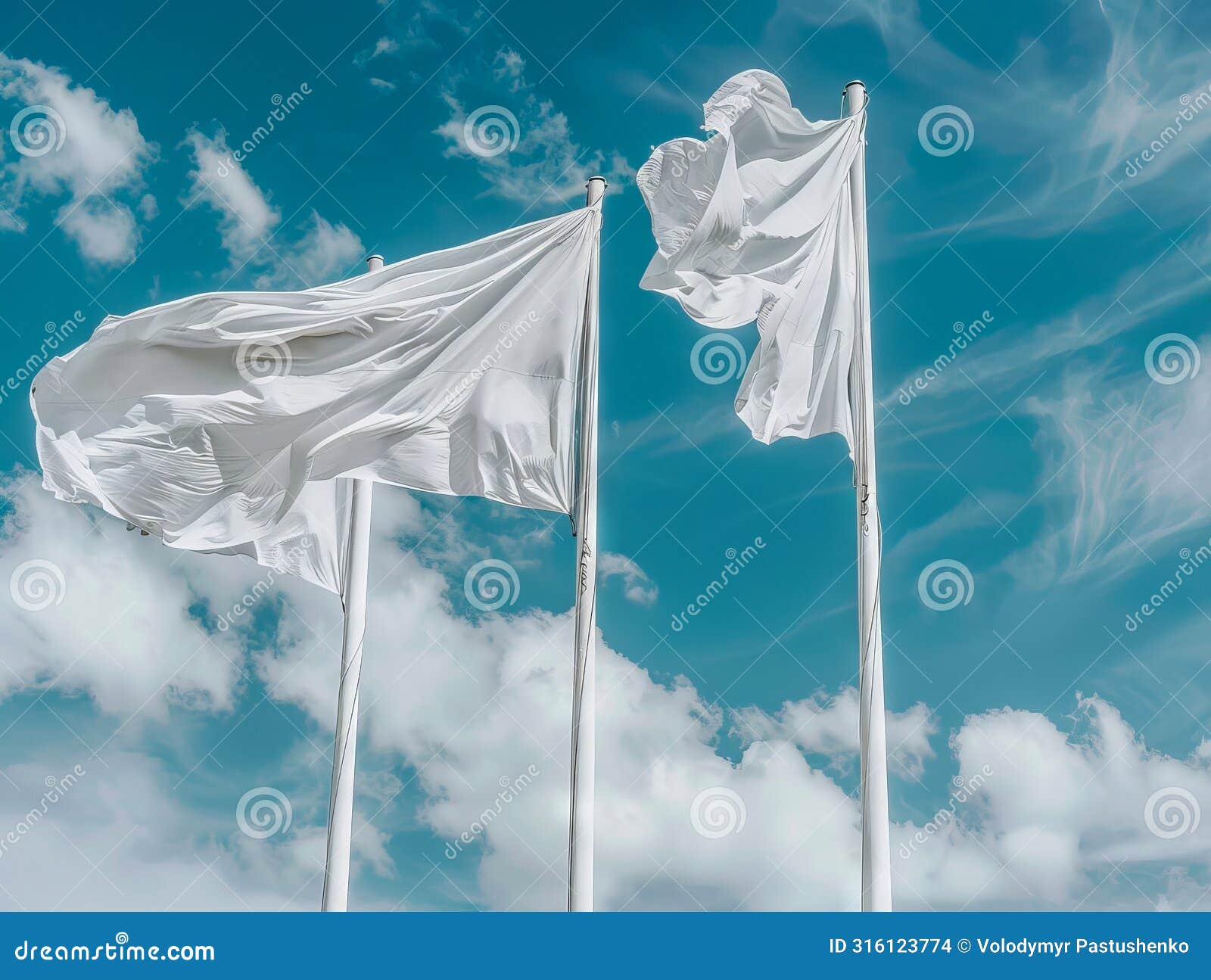 White Flags Flying in the Wind Stock Photo - Image of outdoor, white ...