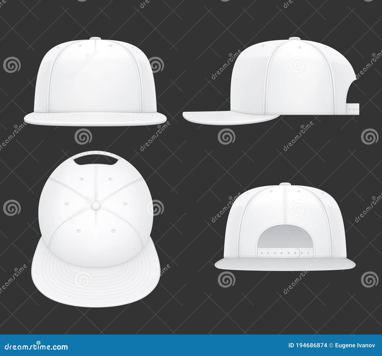 White flat bill cap stock vector. Illustration of uniform - 194686874