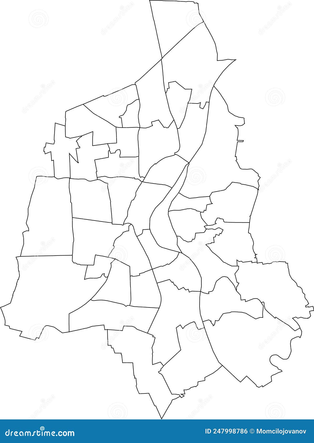 Magdeburg, Germany Black And White High Resolution Vector Map ...