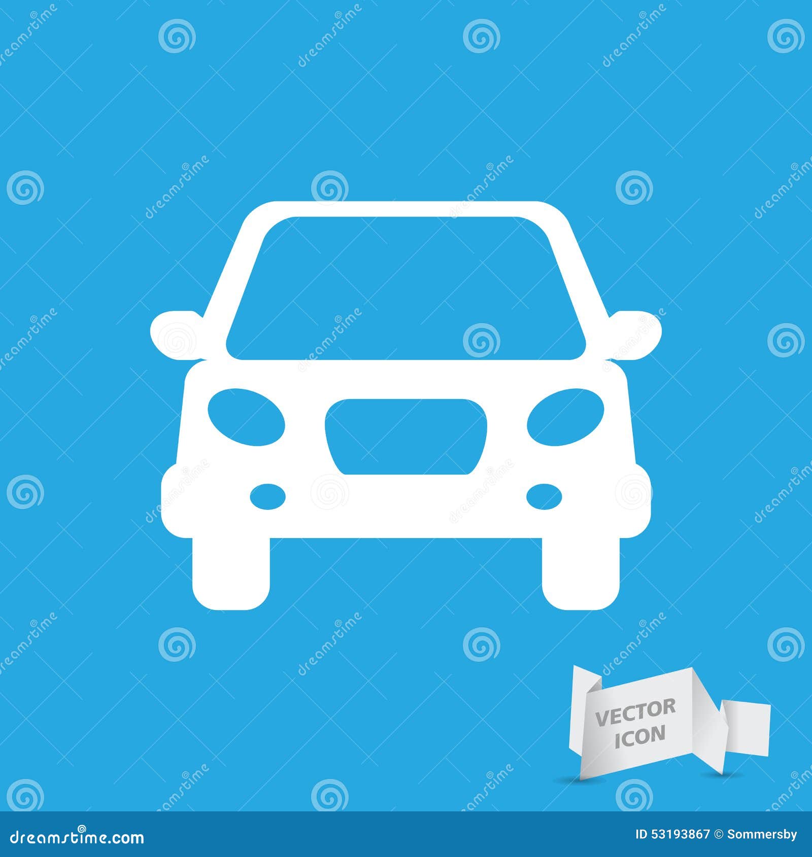 White flat car button icon stock vector. Illustration of symbol - 53193867