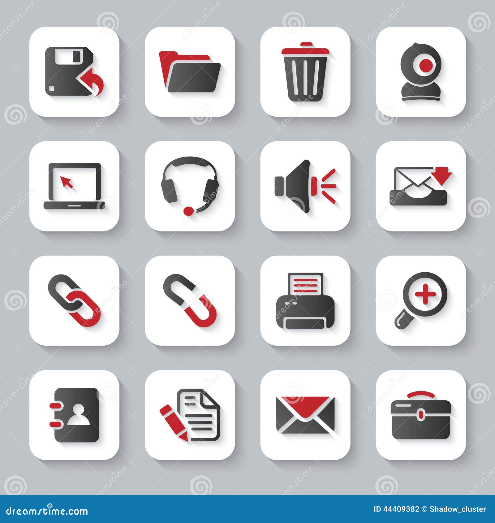 White flat computer icons stock vector. Illustration of book - 44409382