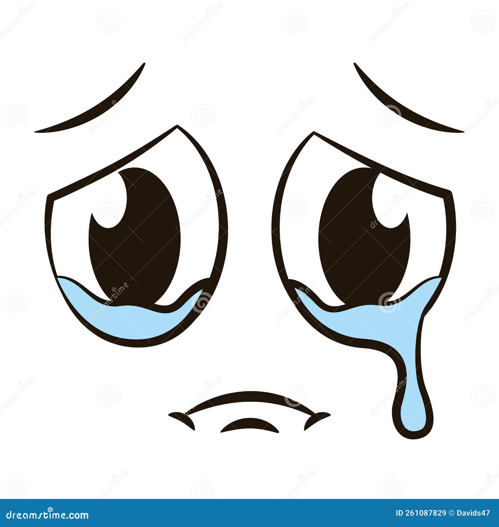 White Flat Crying Face Expression Avatar Vector Stock Vector ...