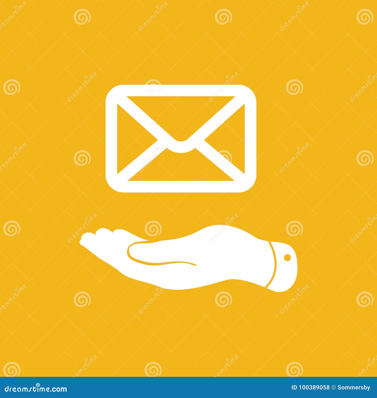 White Flat Hand Giving the Mail Icon Stock Vector - Illustration of ...