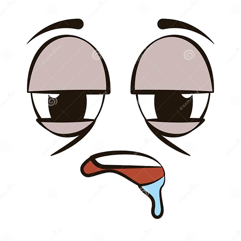 White Flat Hungry Face Expression Avatar Vector Stock Vector ...