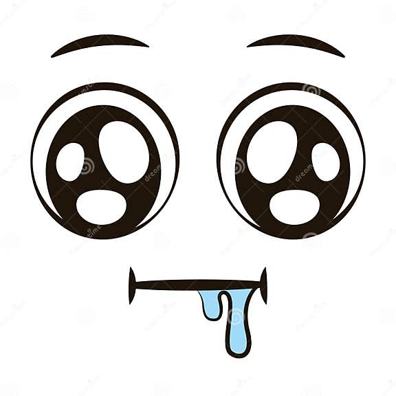 White Flat Hungry Face Expression Avatar Vector Stock Vector ...