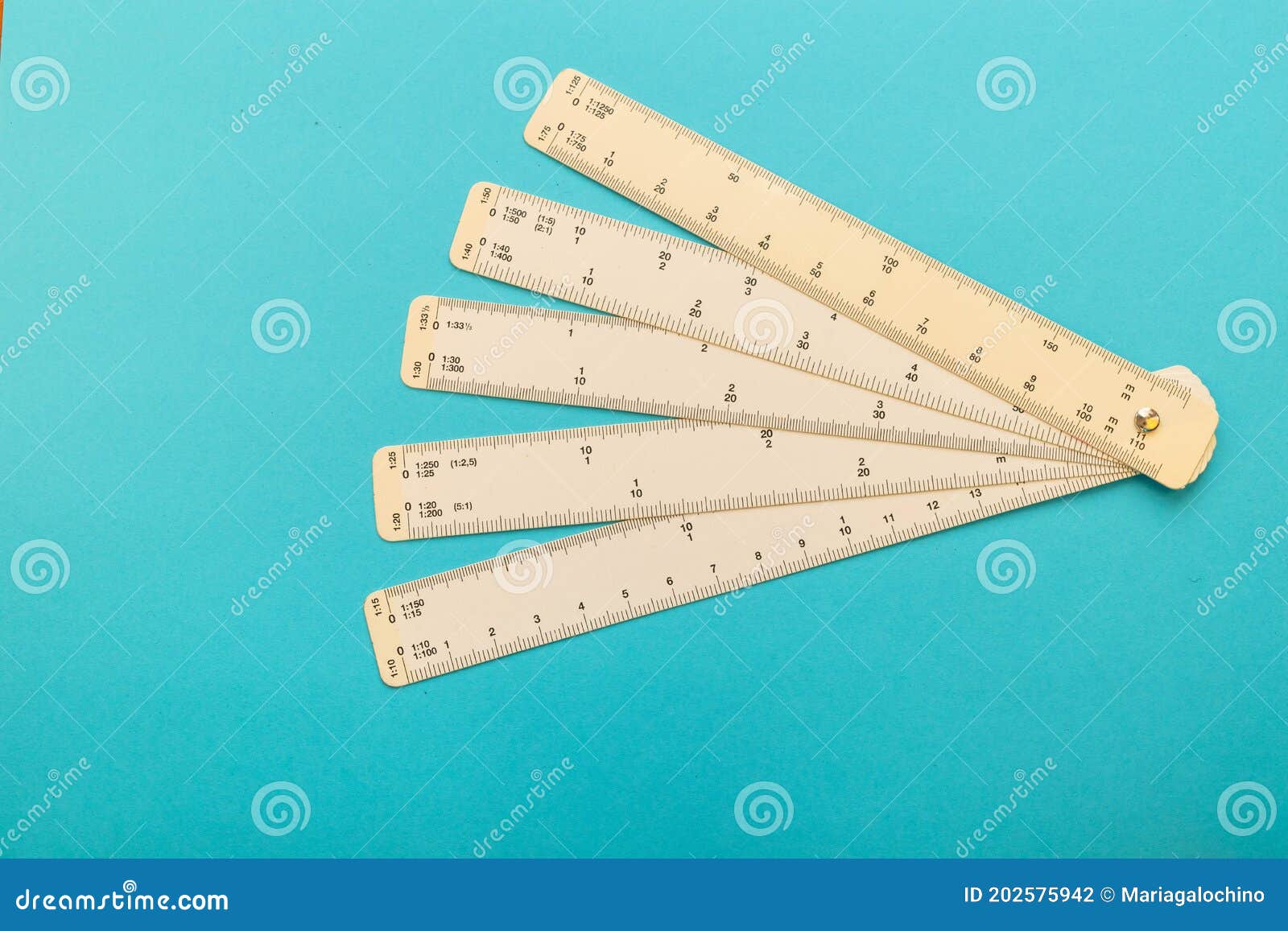 White Flat Scale Ruler on Blue Background Stock Photo - Image of ...