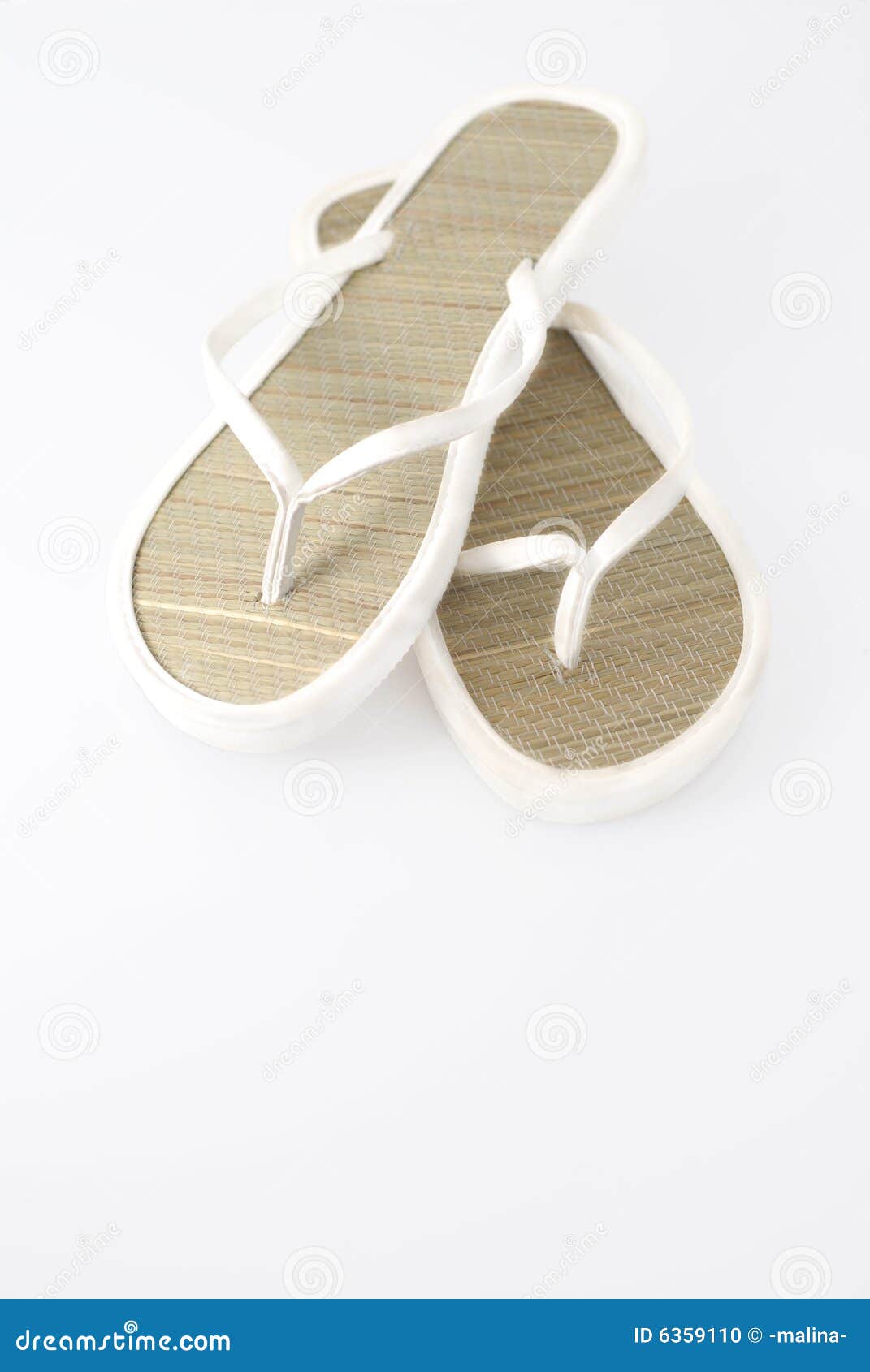 White flip-flops stock photo. Image of straw, plastic - 6359110