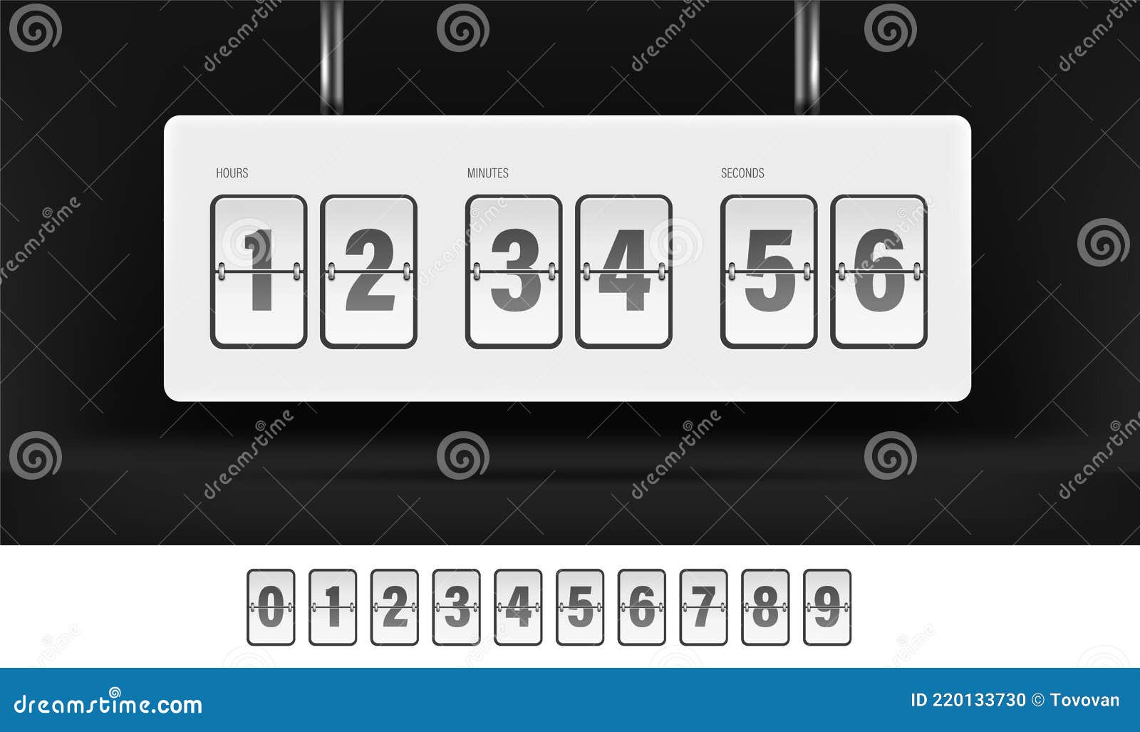 White Flipping Timer and Numbers Set Stock Vector - Illustration of ...