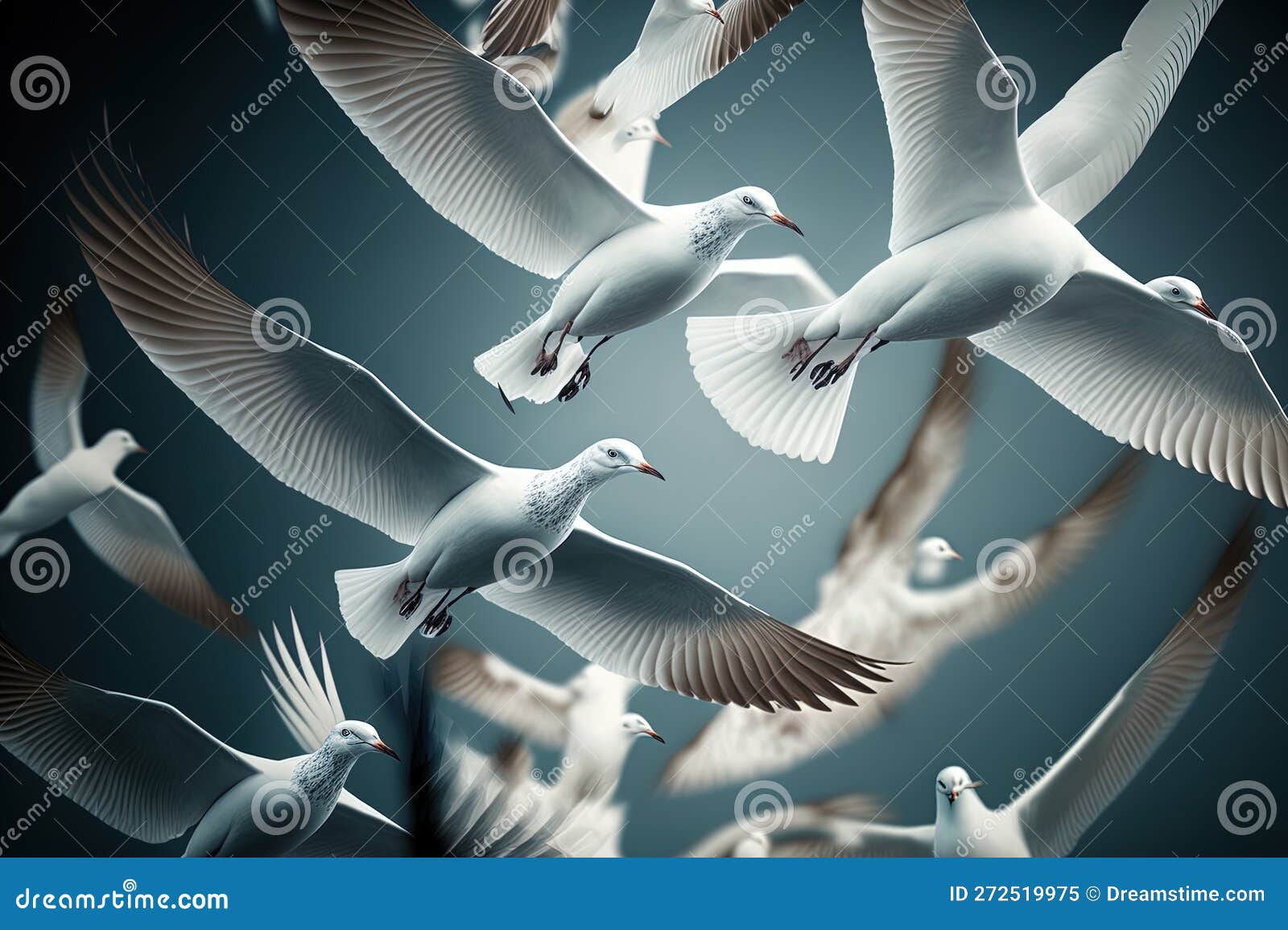 White Flock of Birds Flying Stock Illustration - Illustration of ...