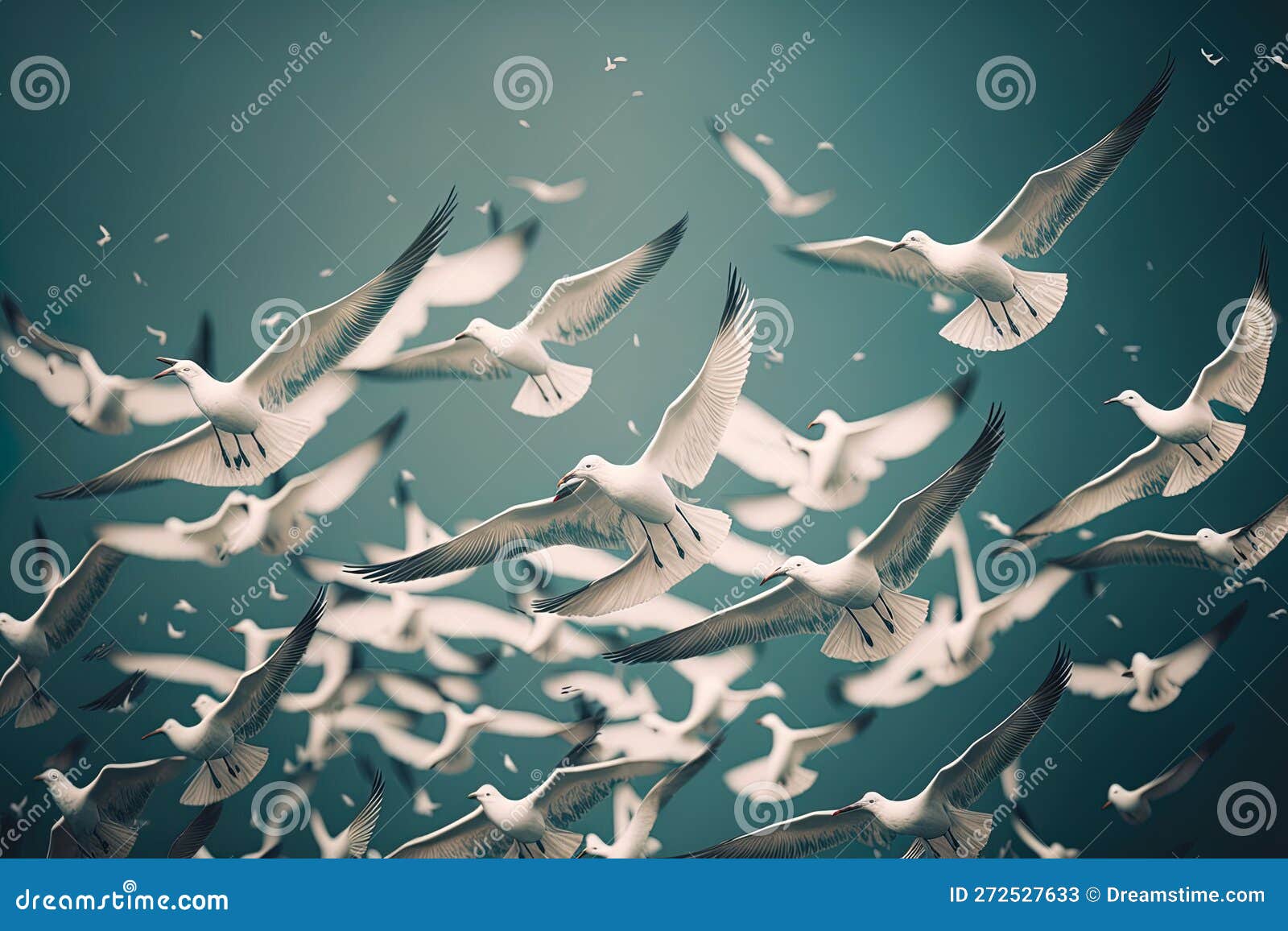 White Flock of Birds Flying Stock Illustration - Illustration of life ...