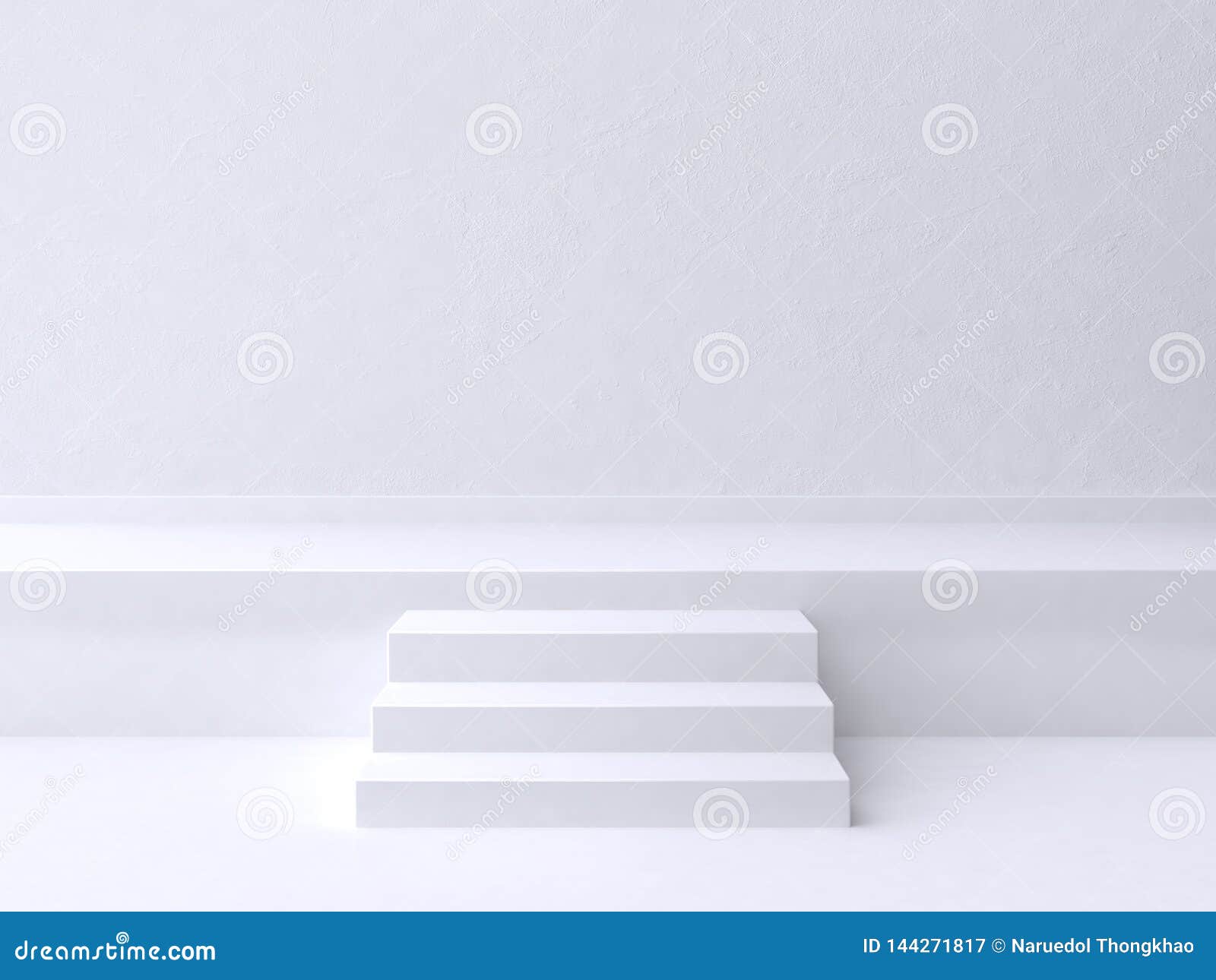 White Floor Step Blank Wall Minimal 3d Render Stock Illustration ...