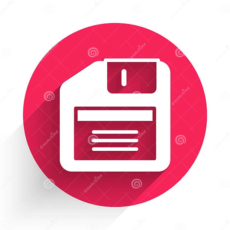 White Floppy Disk for Computer Data Storage Icon Isolated with Long ...