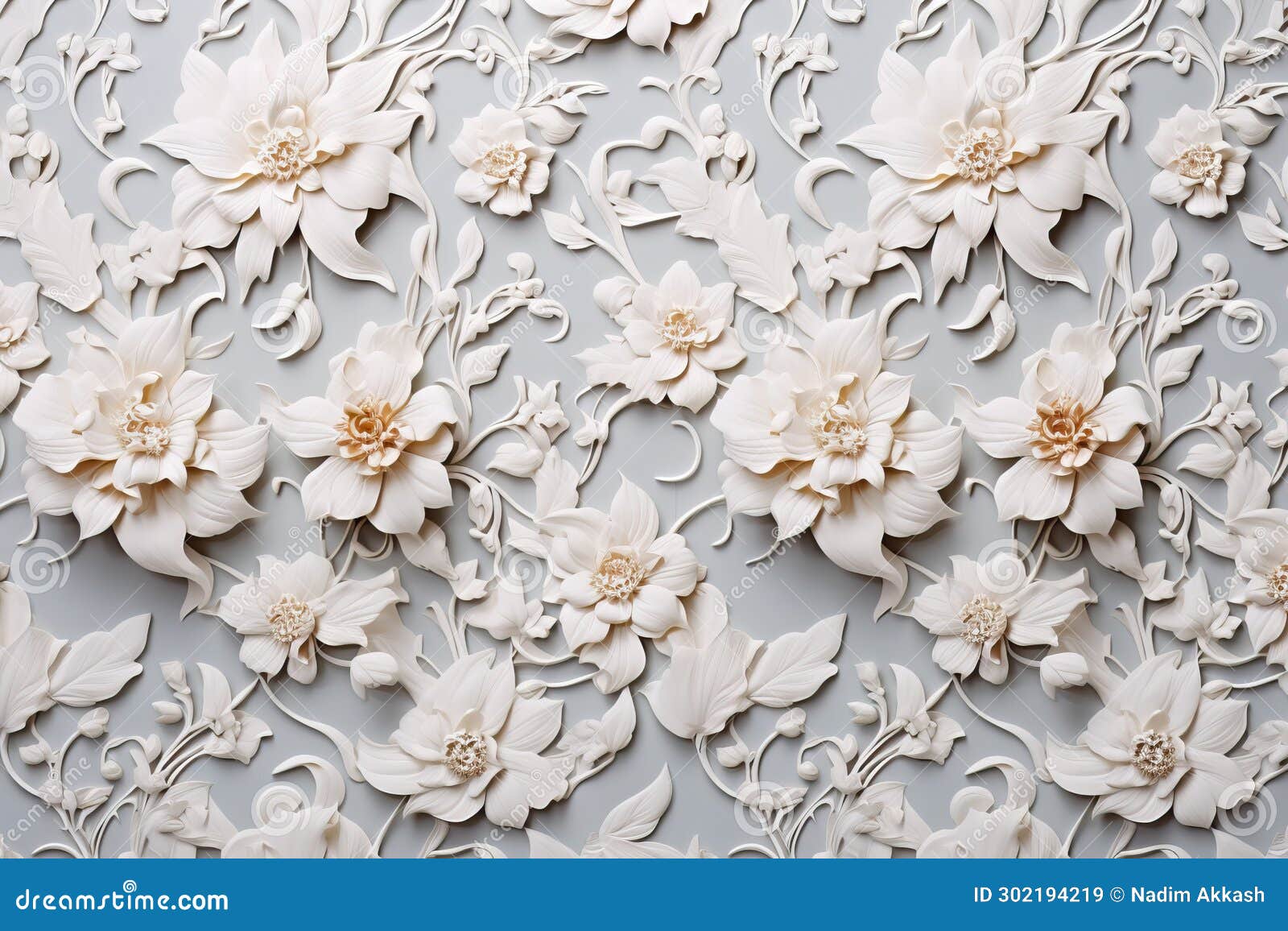 White Floral Pattern Wallpaper Stock Image - Image of classic, ornate ...