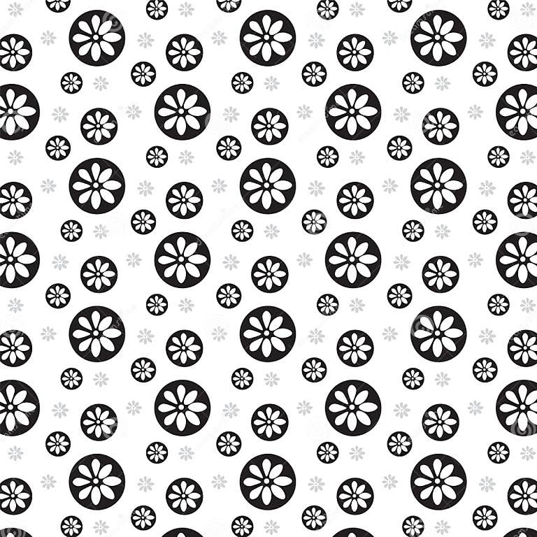 White Flower on Black Circle with Silver Flower Pattern Background ...