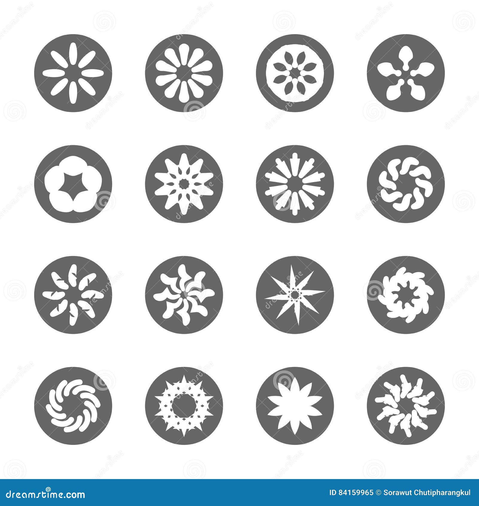 White flower flat icon set stock vector. Illustration of plant - 84159965