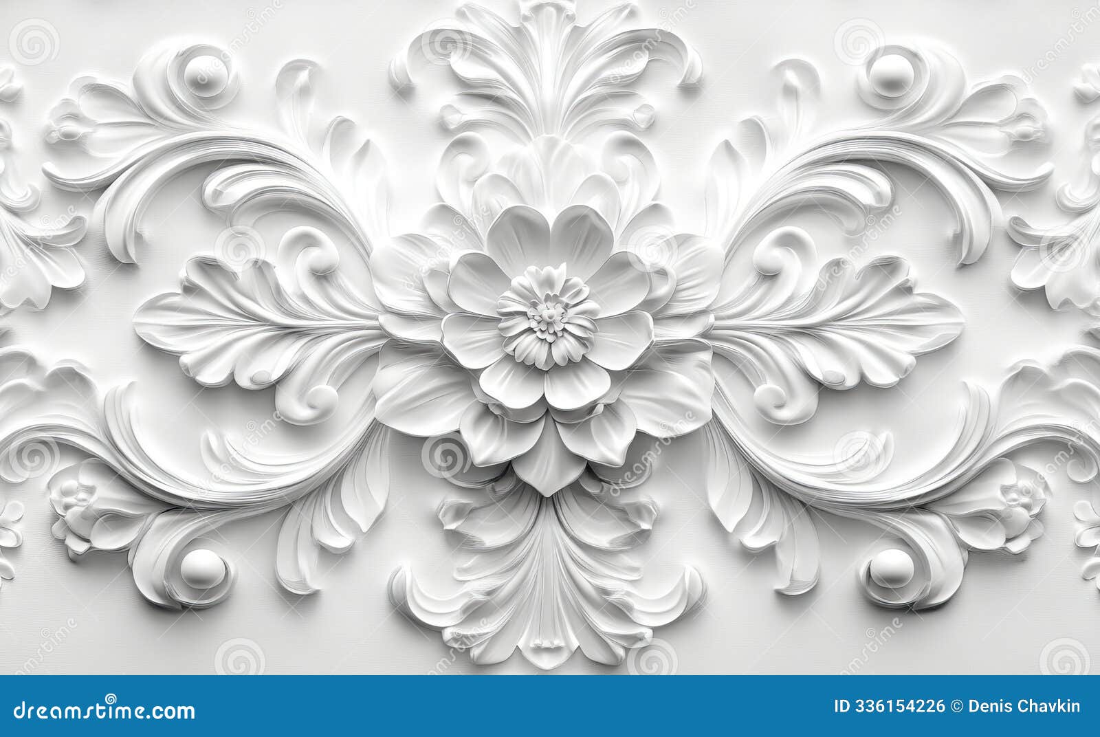 White Flower Pattern. Decorative Stucco Moulding on the Wall or Ceiling ...
