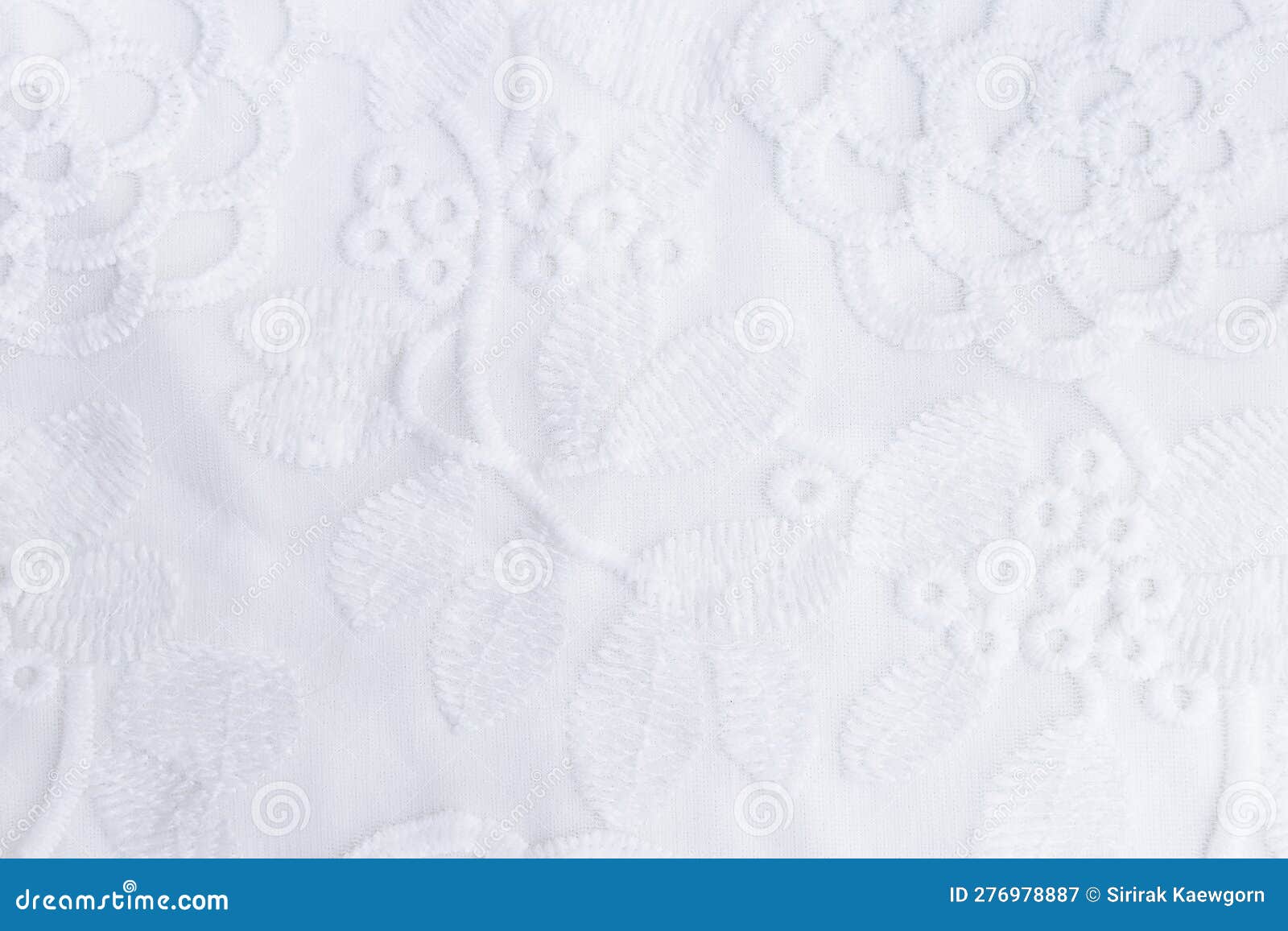 White Flower Pattern on White Fabric Background Stock Image - Image of ...