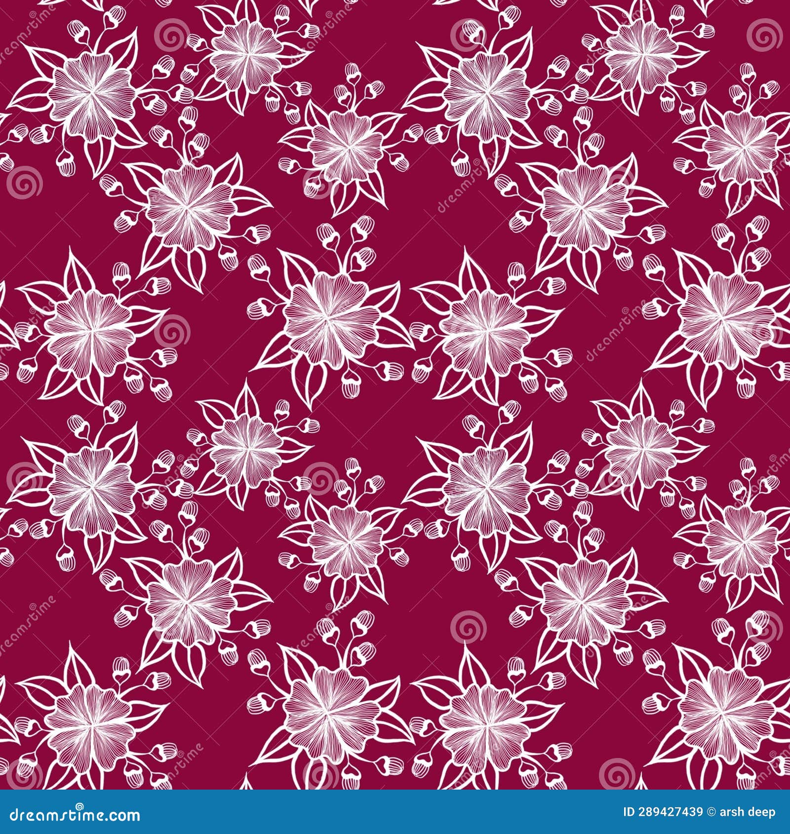 White Flower Pattern on Maroon Background Stock Image - Image of winter ...