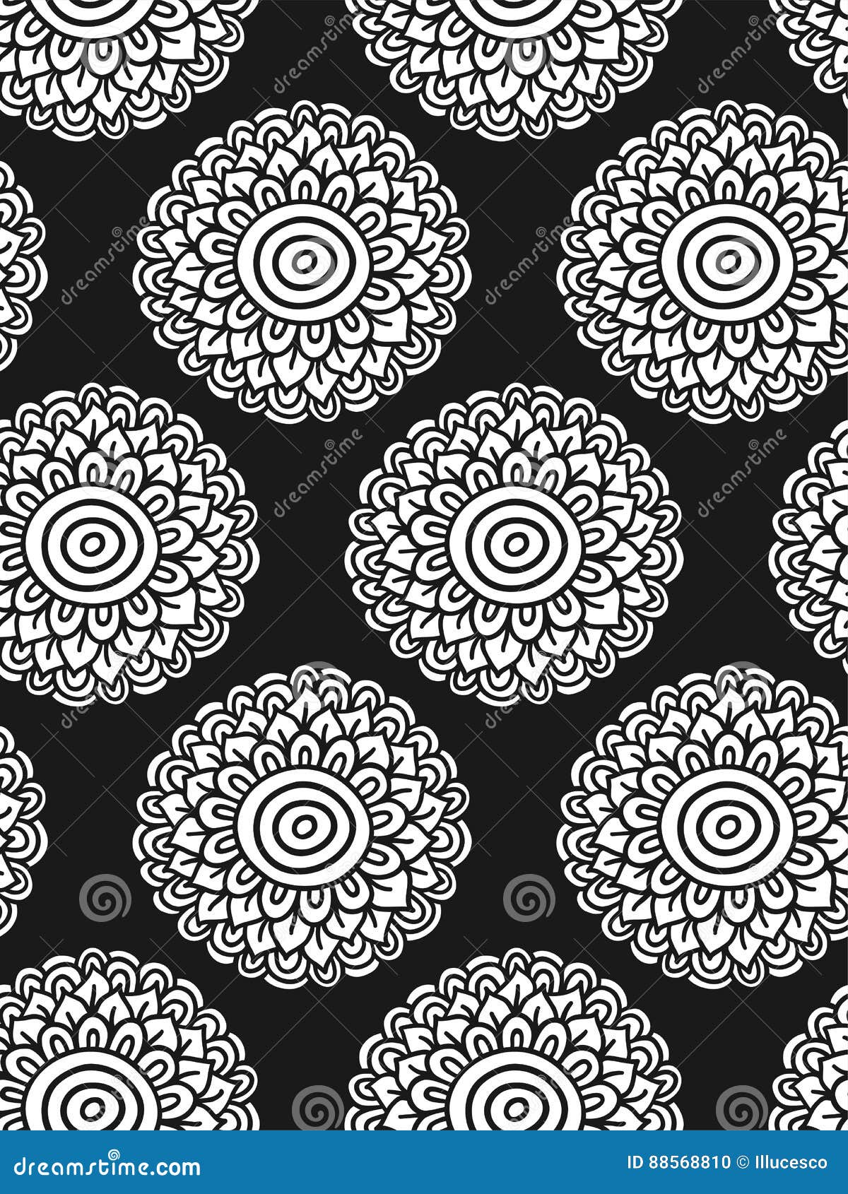 White Flower Seamless Pattern. Boho Hand Drawn Background Stock Vector ...