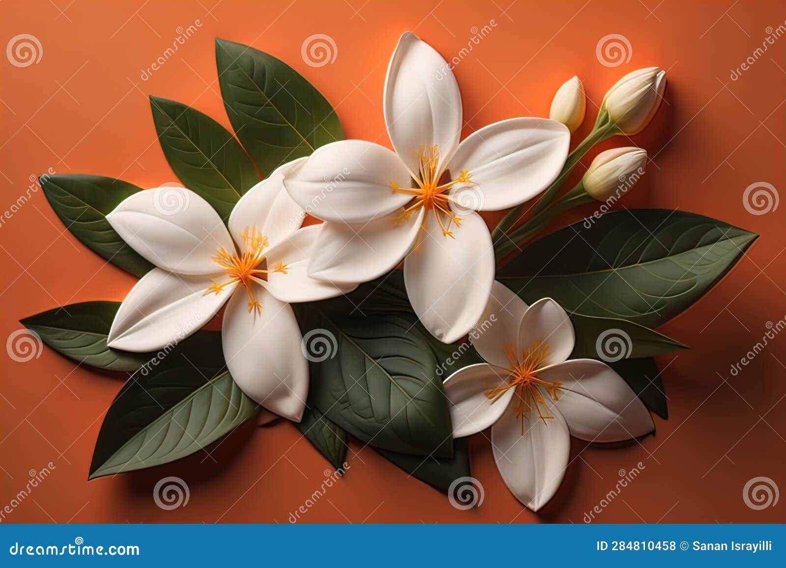 White Flower on a Solid Color Background. Ai Generative Stock Photo ...