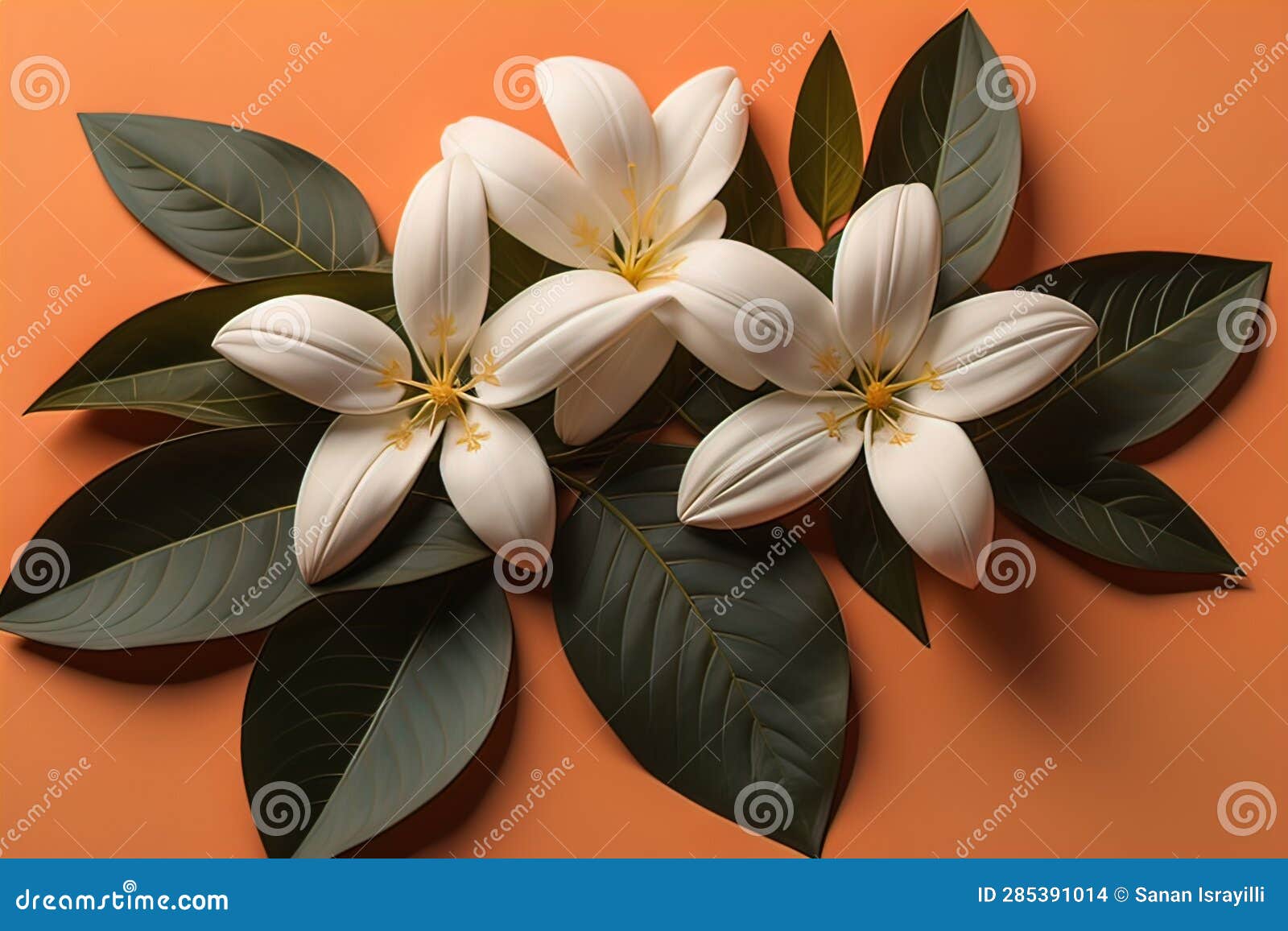 White Flower on a Solid Color Background. Ai Generative Stock Photo ...