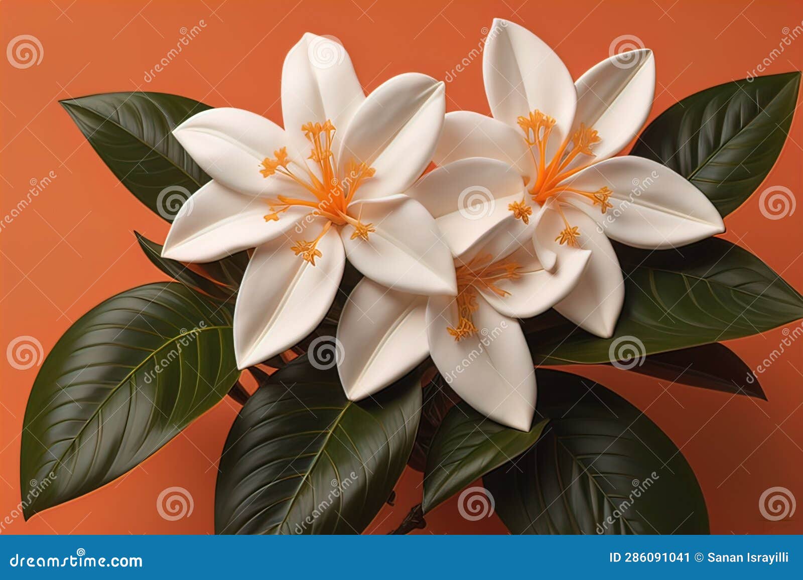 White Flower on a Solid Color Background. Ai Generative Stock Image ...