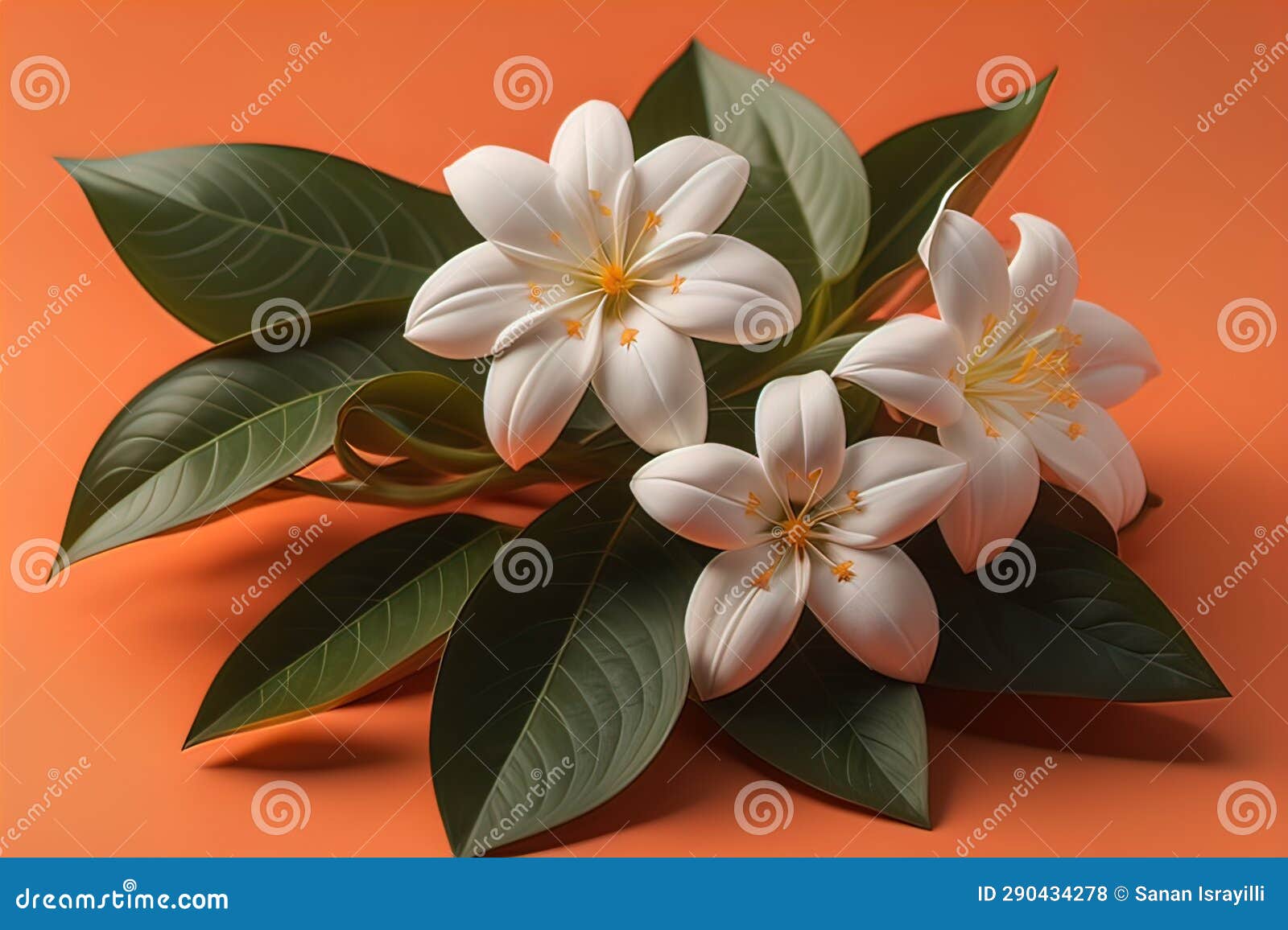 White Flower on a Solid Color Background. Ai Generative Stock Photo ...