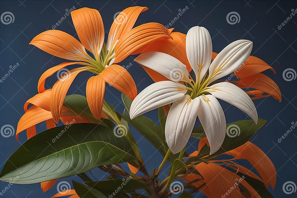 White Flower on a Solid Color Background. Ai Generative Stock Photo ...