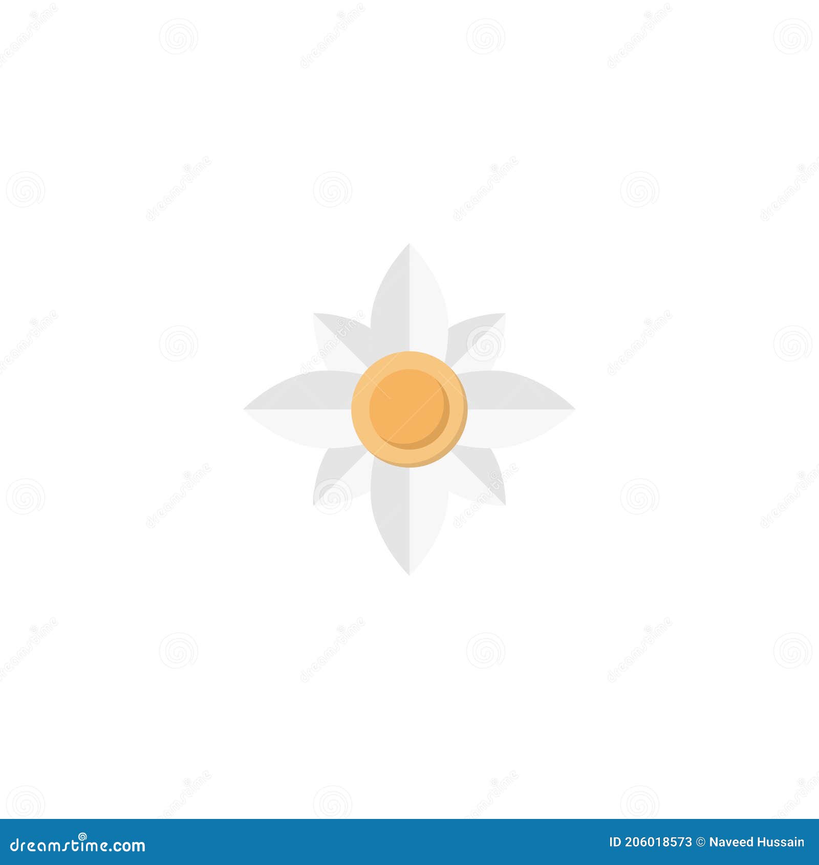 White Flower Vector Flat Colour Icon Stock Vector - Illustration of ...