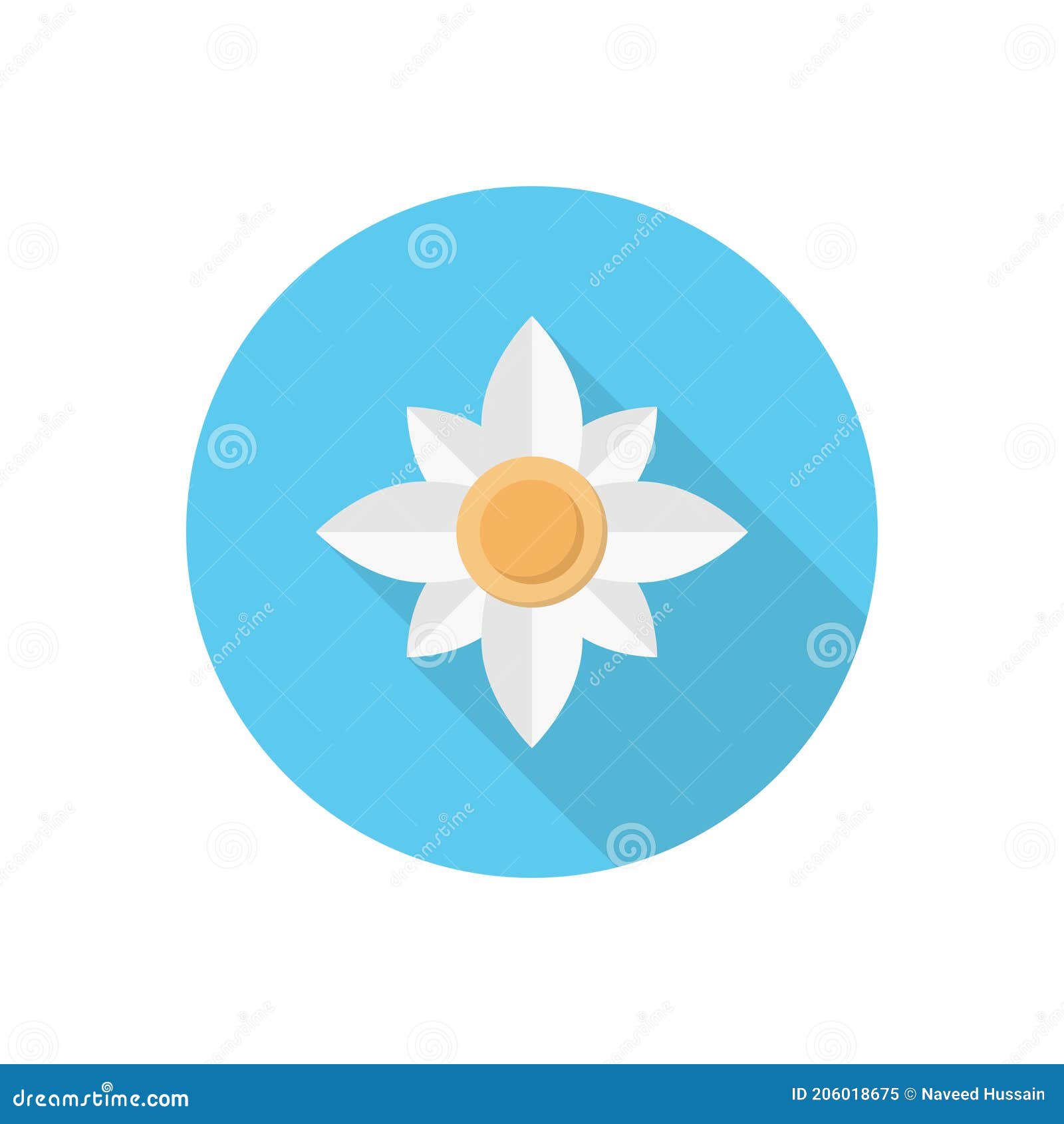 White Flower Vector Flat Colour Icon Stock Vector - Illustration of ...