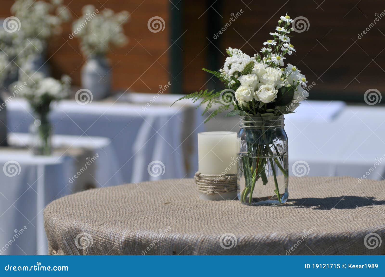 White Flowers on Dining Table Stock Image - Image of ceremony ...