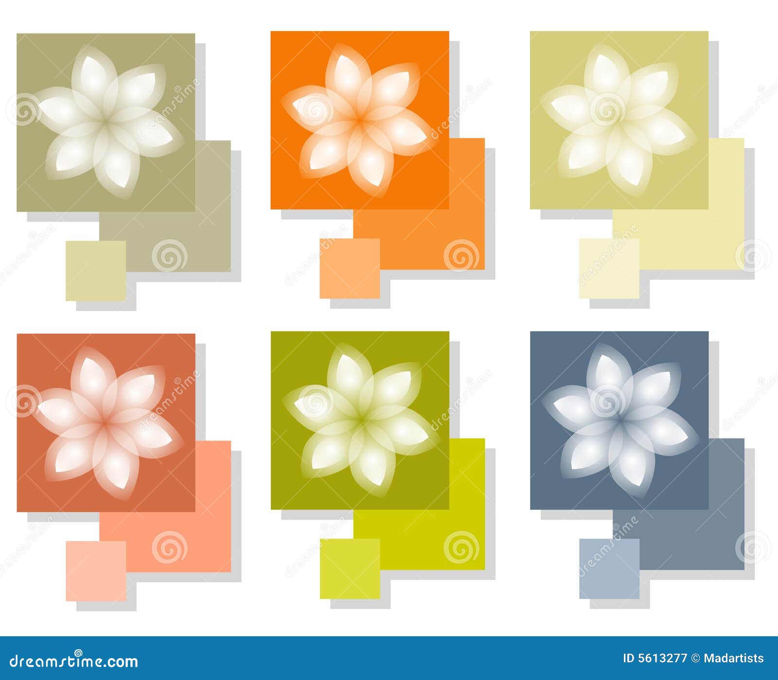White Flowers on Squares stock illustration. Illustration of overlapped ...