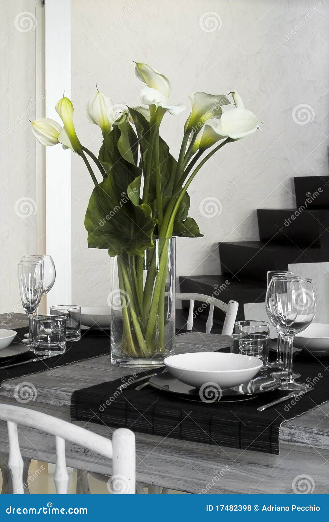 White flowers on the table stock photo. Image of glass - 17482398