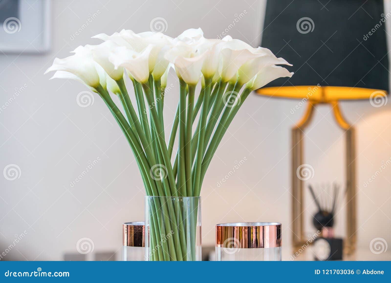 White flowers in a vase stock photo. Image of gift, blossom - 121703036