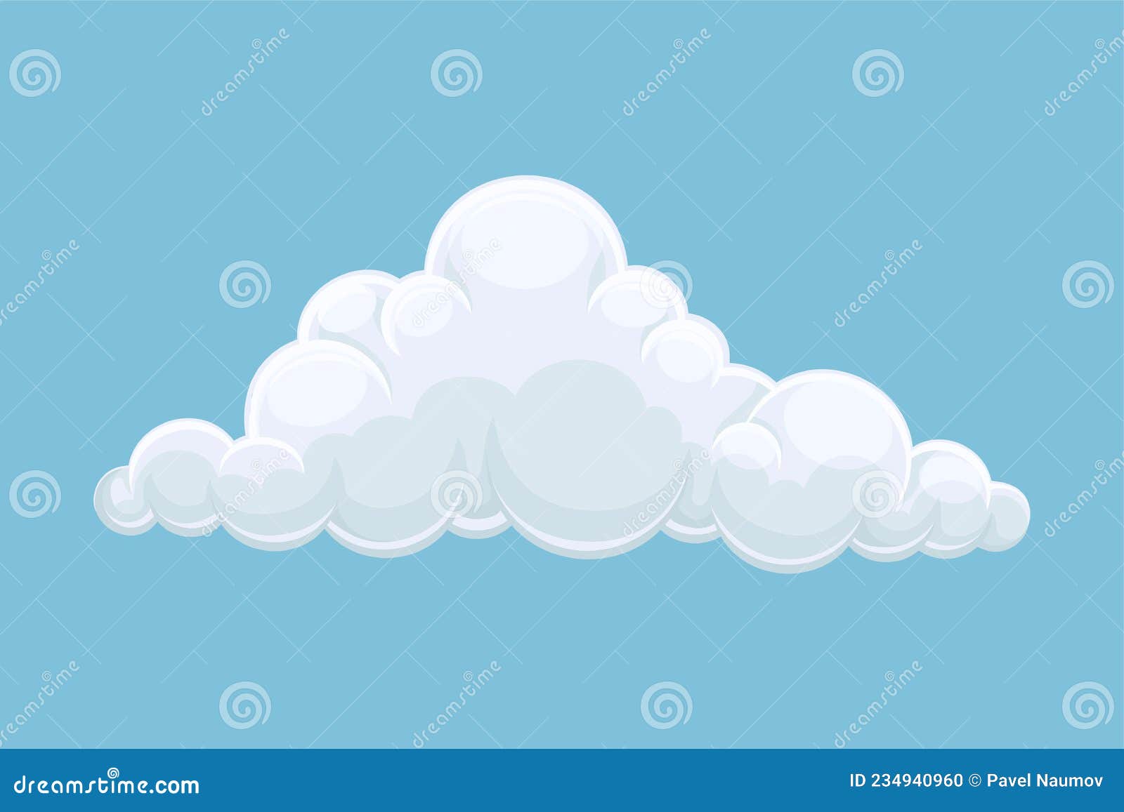 White Fluffy Abstract Cumulus Cloud Cartoon Vector Illustration Stock ...