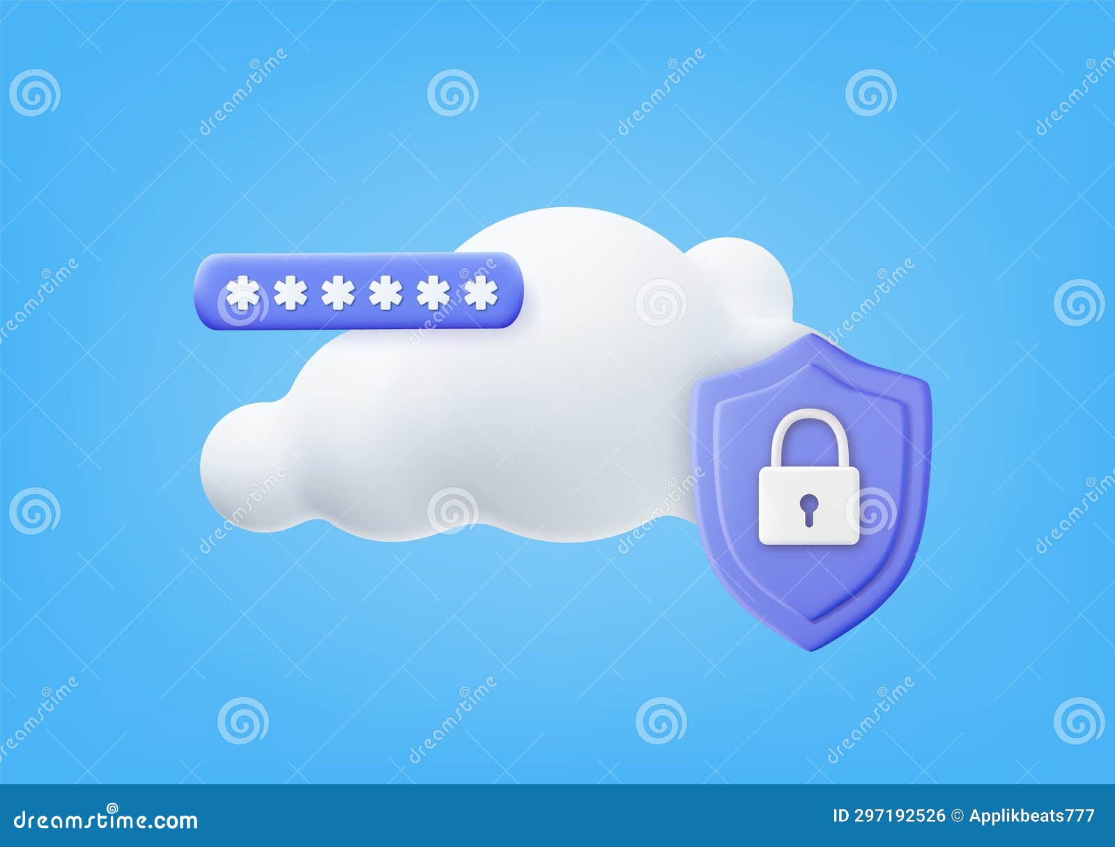 White Fluffy Cloud and Locked Padlock Stock Illustration - Illustration ...