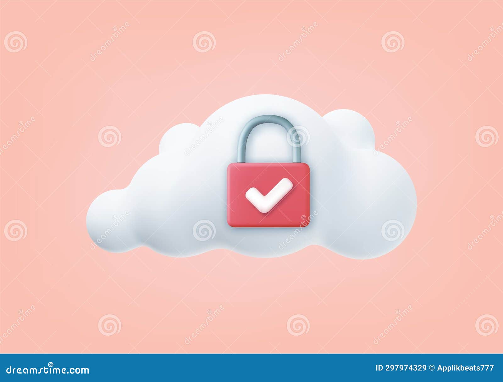 White Fluffy Cloud and Locked Padlock Stock Illustration - Illustration ...