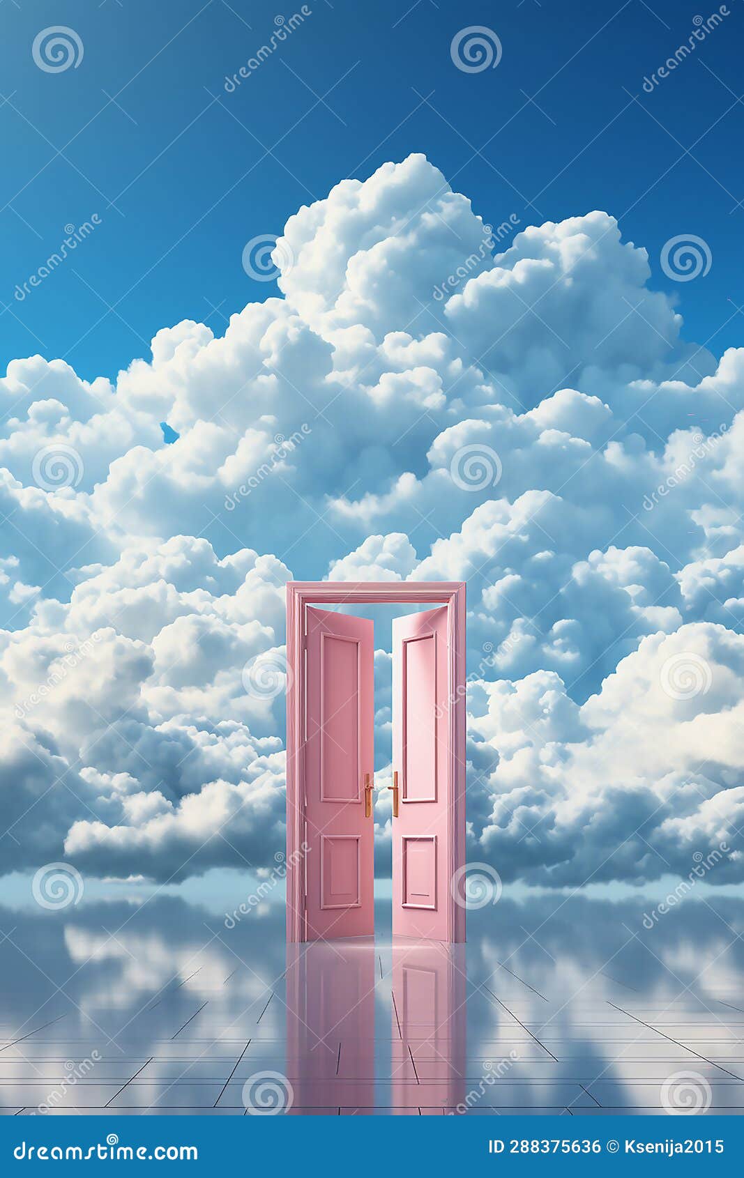 White Fluffy Clouds Passing, Flying Out, Open Door, on Blue Background ...