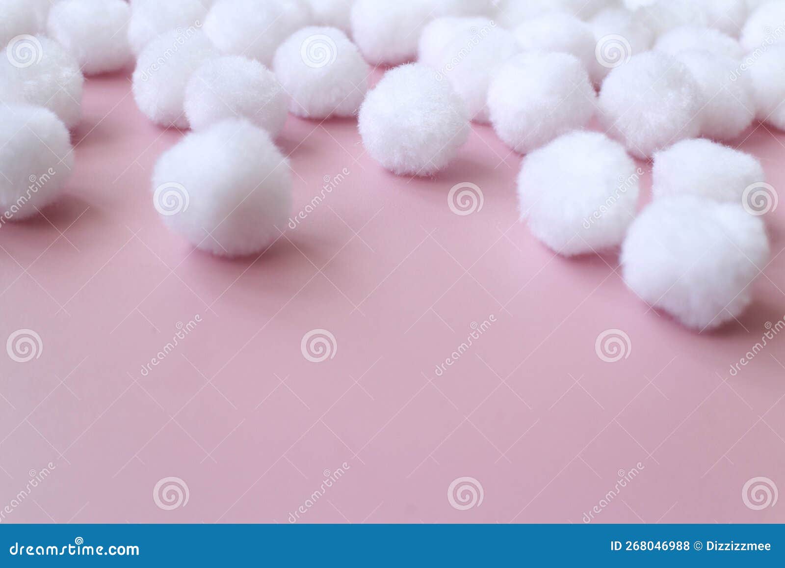 White Fluffy Pom-pom on Pastel Pink Background Stock Photo - Image of ...