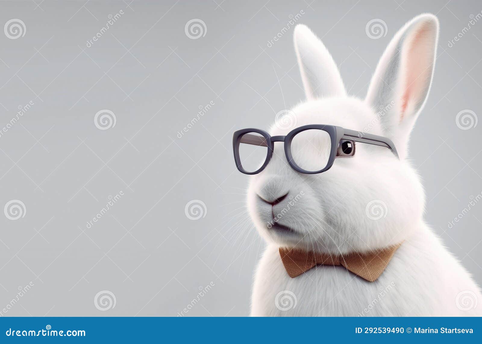 A White Fluffy Smart Rabbit with Glasses and Bow Tie Stock Illustration ...