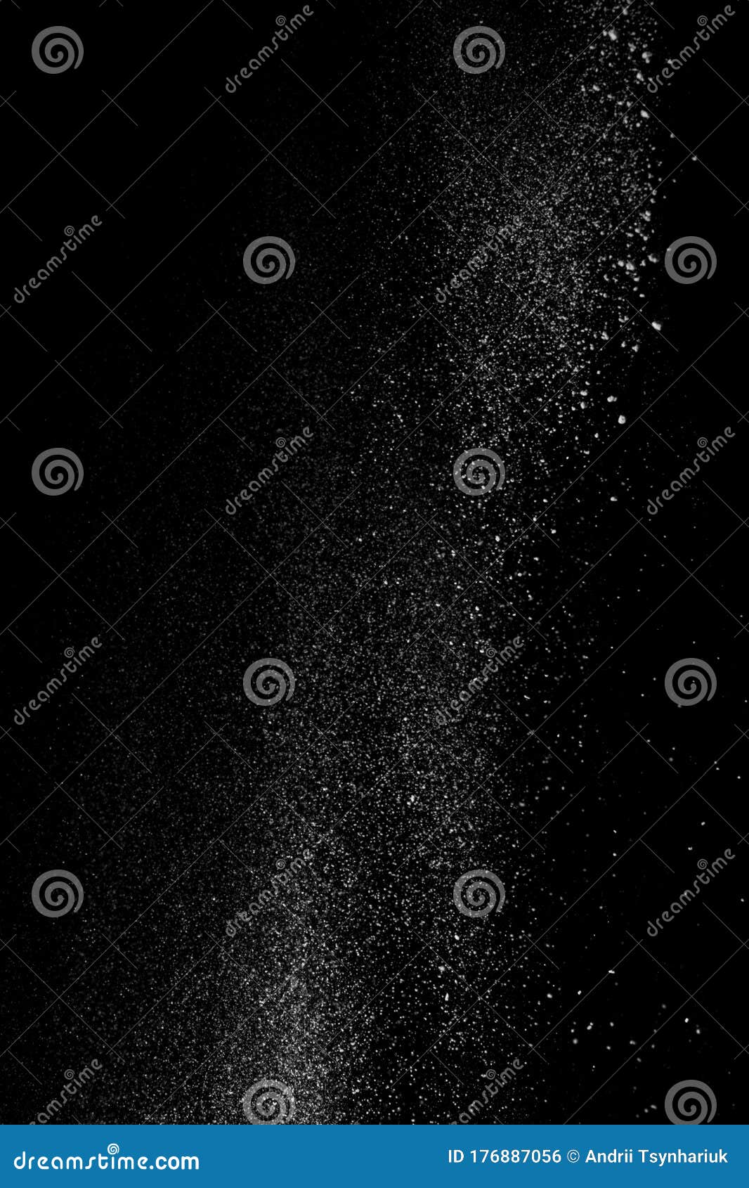 White Fluffy Snow on Small Particles Isolated on Black Background Stock ...