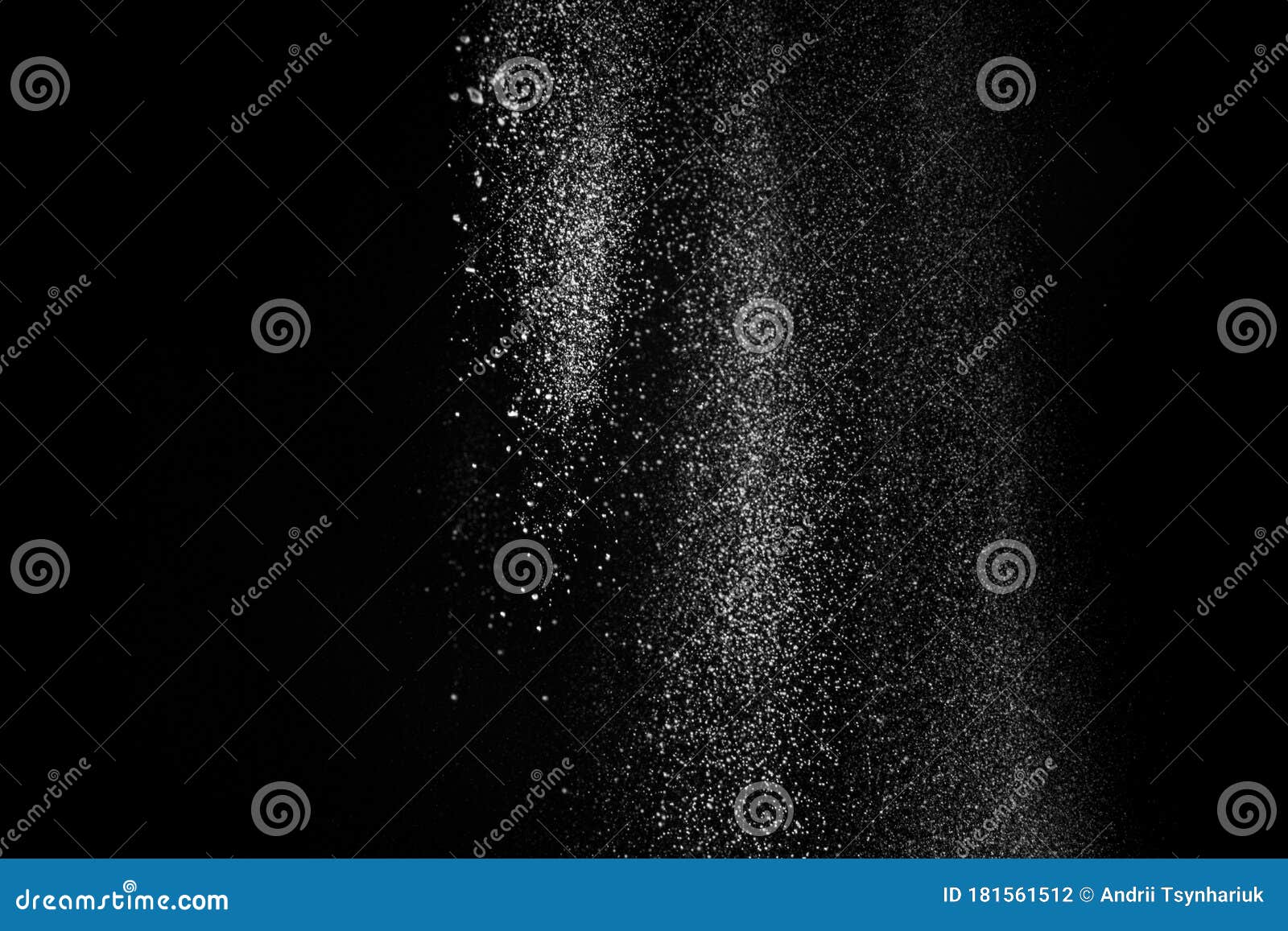 White Fluffy Snow on Small Particles Isolated on Black Background Stock ...