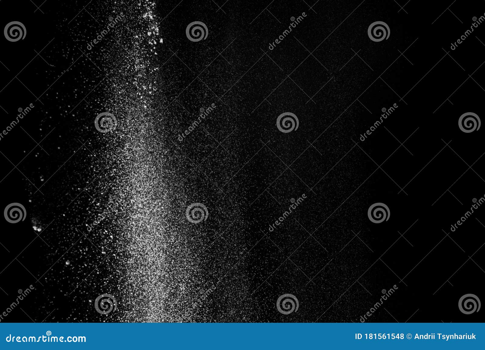 White Fluffy Snow on Small Particles Isolated on Black Background Stock ...